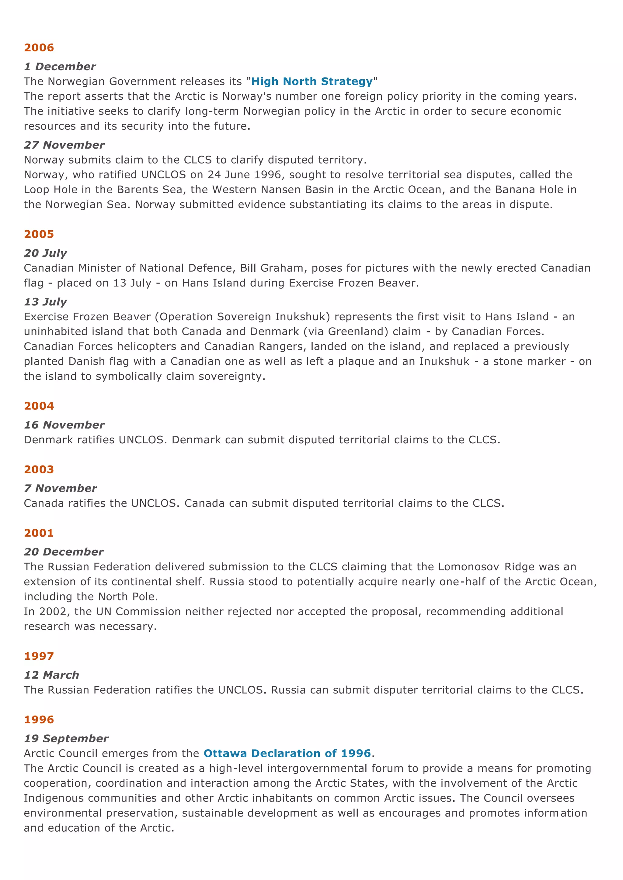 Timeline of the arctic claims | DOCX