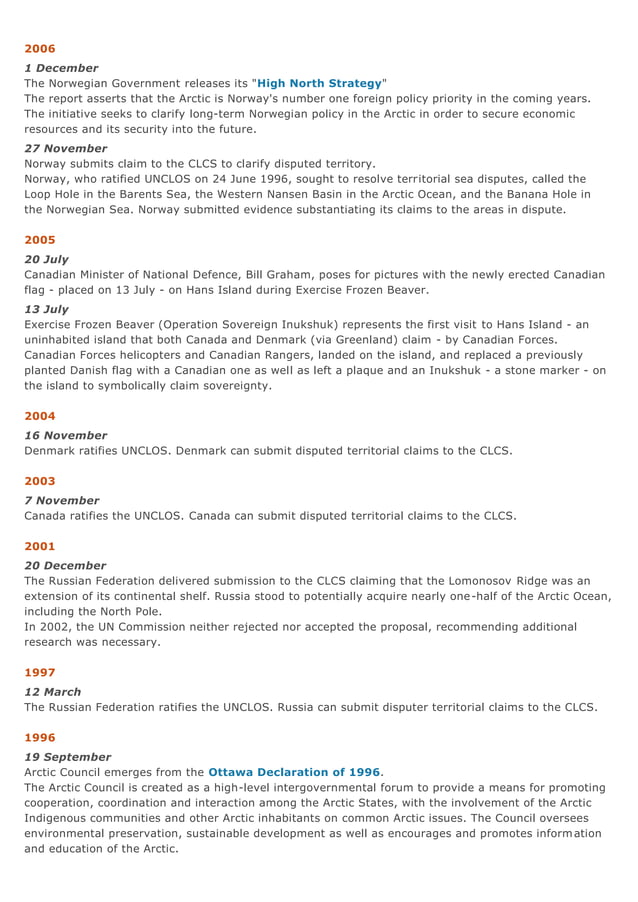 Timeline of the arctic claims | DOCX | Polar Travel | Travel Locations