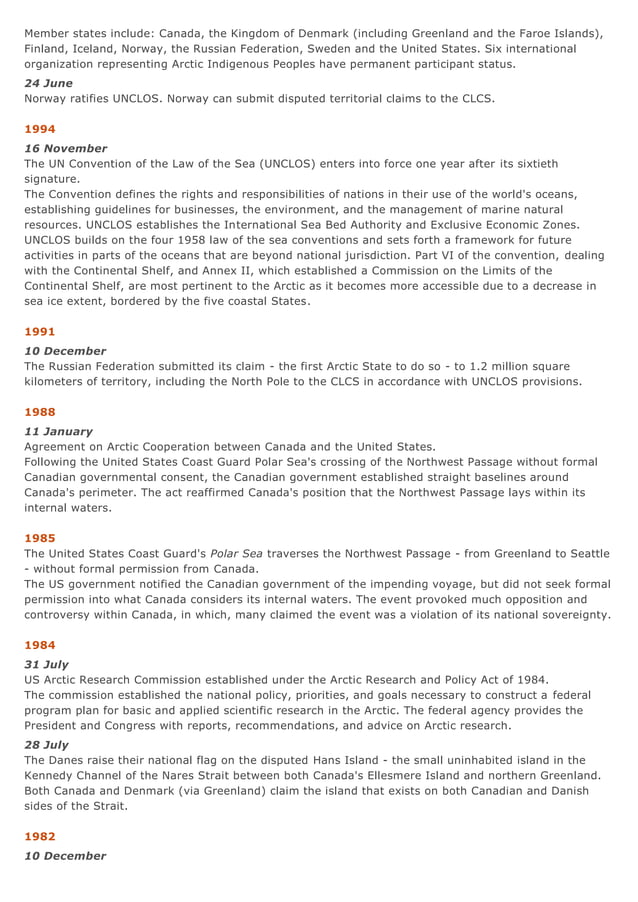 Timeline of the arctic claims | DOCX | Polar Travel | Travel Locations
