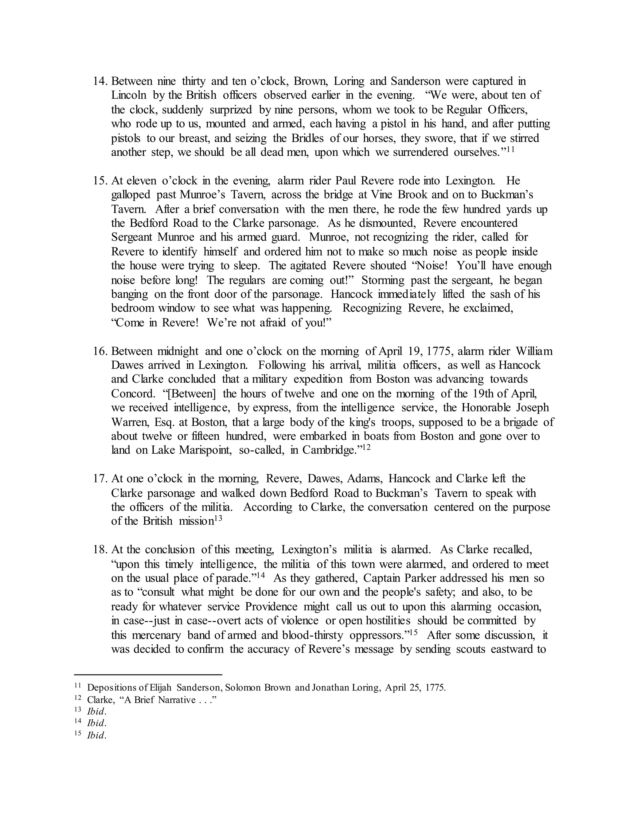 Timeline of the Battle of lexington | DOCX
