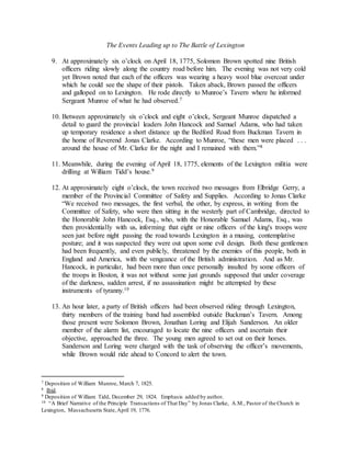 Timeline of the Battle of lexington | PDF