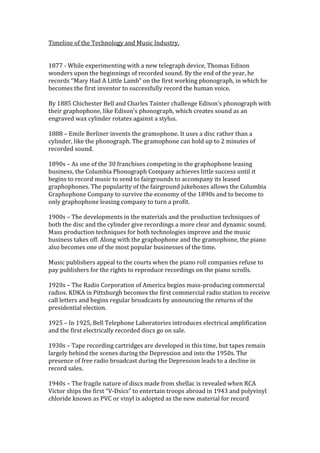 Timeline of the technology and music industry | PDF