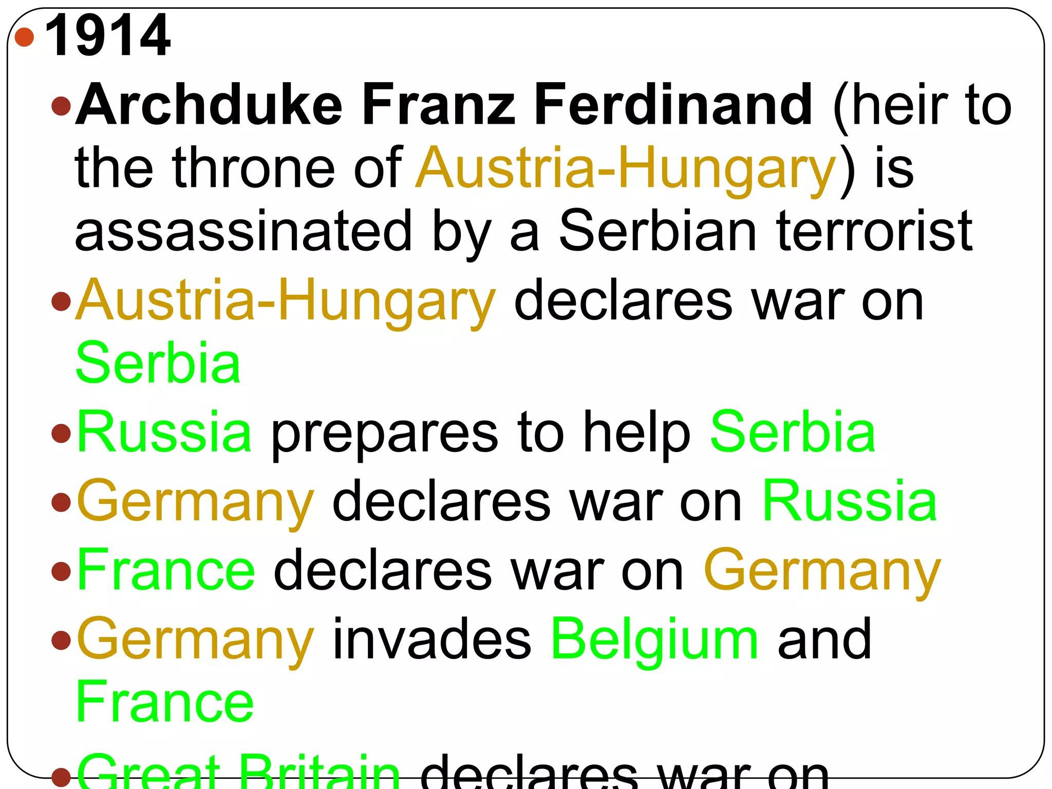 Timeline of wwi (wwi part 2) | PPT