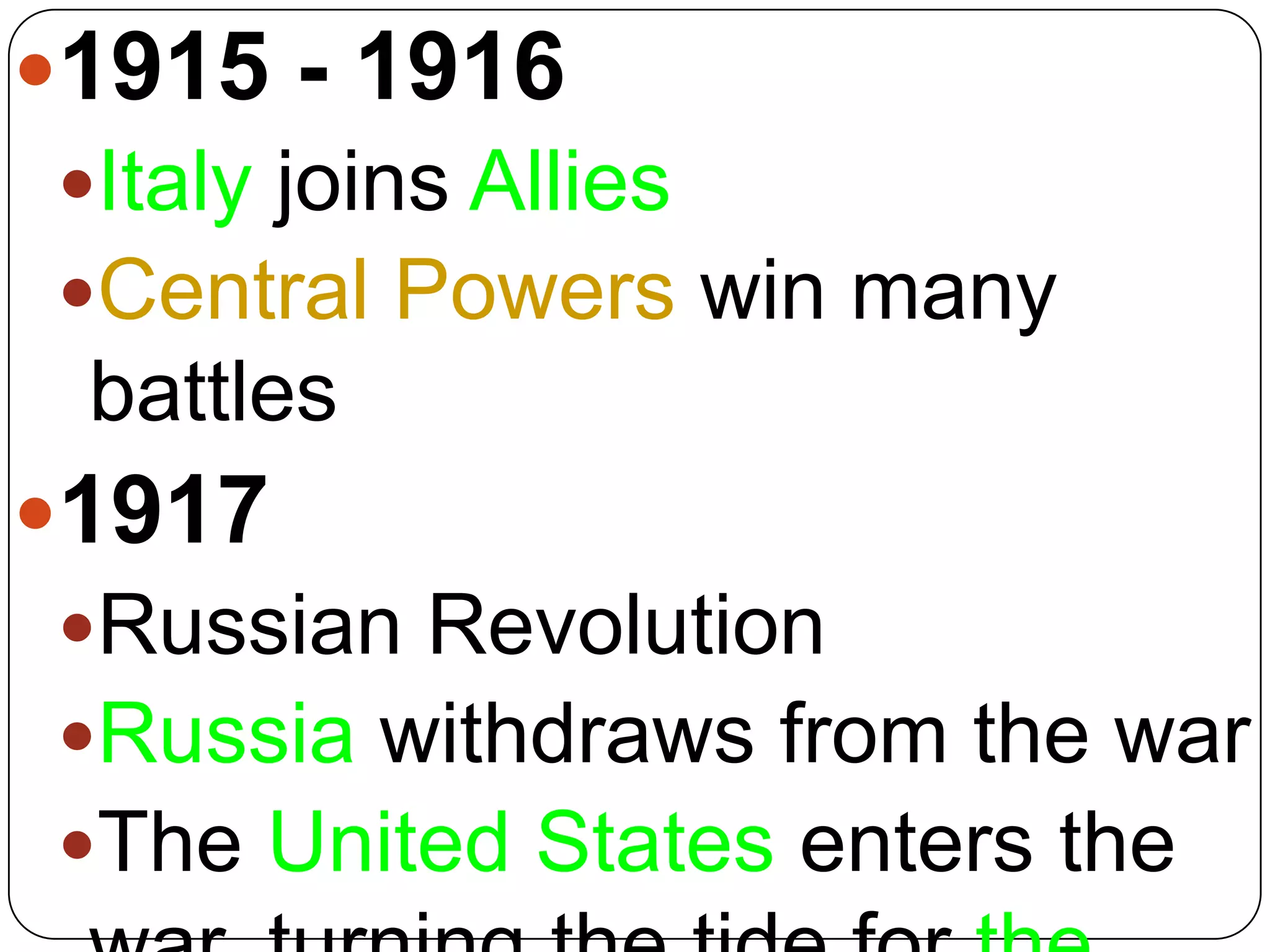 Timeline of wwi (wwi part 2) | PPT