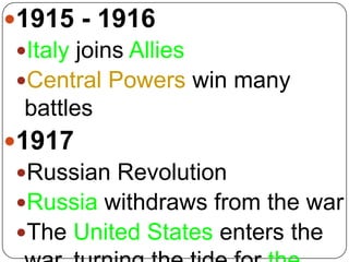 Timeline of wwi (wwi part 2) | PPT