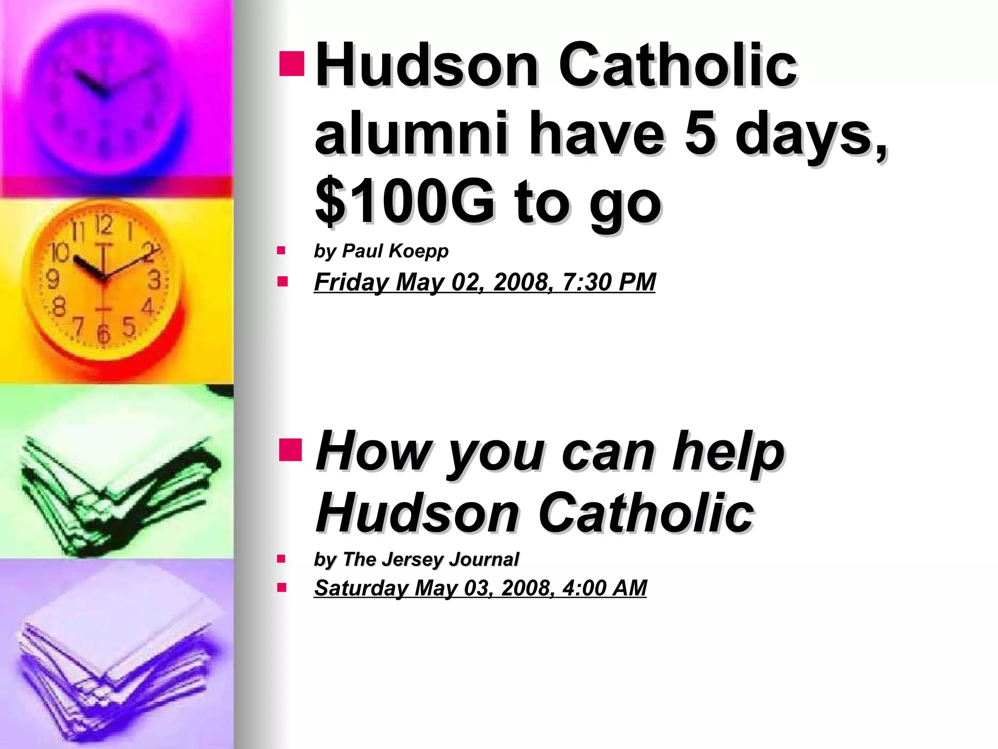 Hudson Catholic Rising Timeline version 4 | PPT