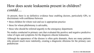 Timeliness in diagnosis of acute leukemia in paediatric age group | PPTX