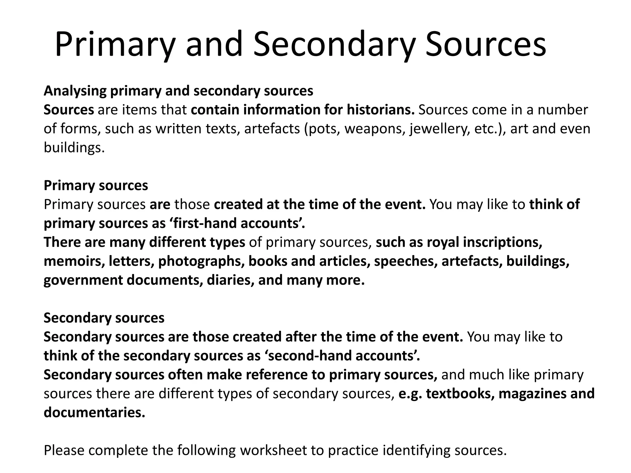 Timelines & Source Types | PPT