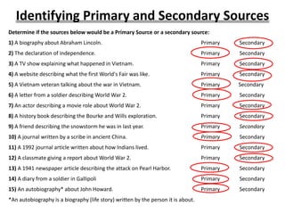 Timelines & Source Types | PPT