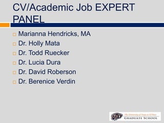 Academic Job Panel/Timelines to Graduation, Spring 2012 | PPT