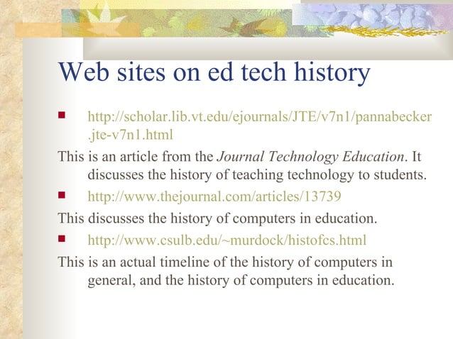 ed tech timeline Tobler | PPT | Free Download