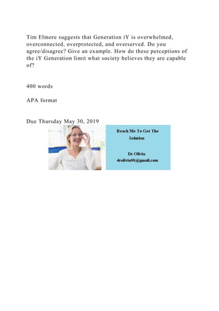 Tim Elmore suggests that Generation iY is overwhelmed, overconnected | PDF