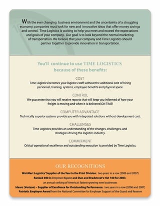 Time Logistics Brochure | PDF