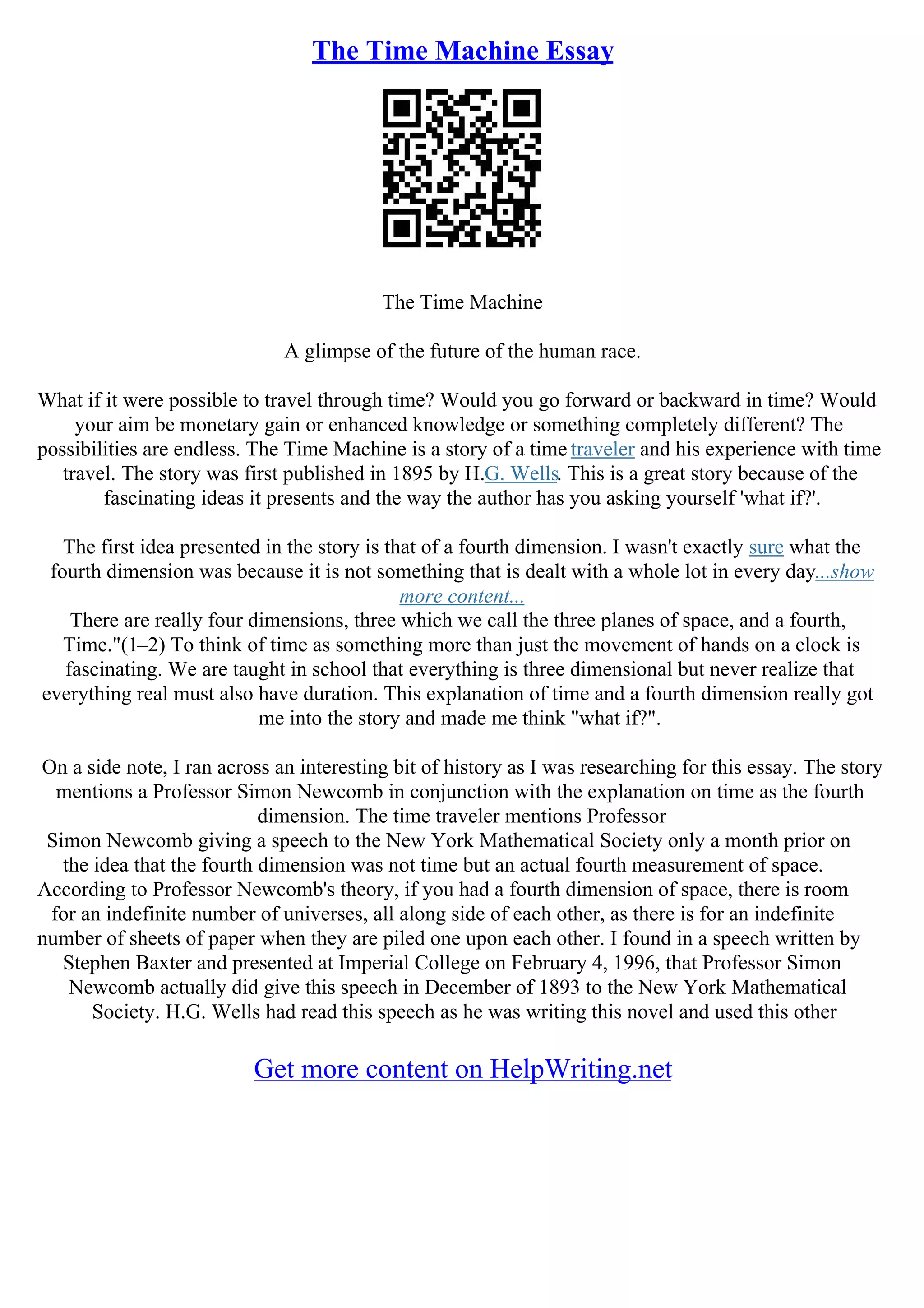 Time Machine Essay | PDF