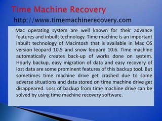 Time machine recovery | PPT
