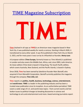 TIME Magazine Subscription - ebookscheaper.com