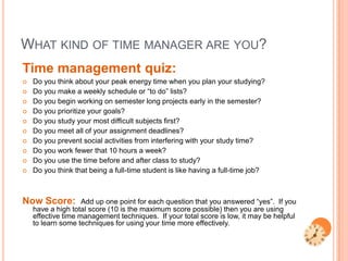 Time management | PPTX | College Planning | College Education