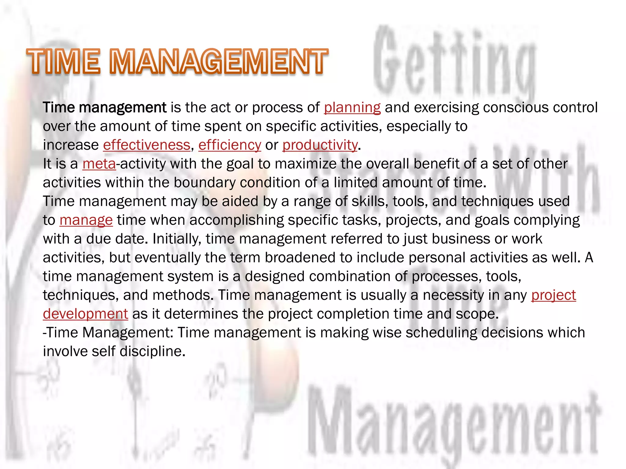 Time management | PPTX | Resume Writing and Advice | Job Search