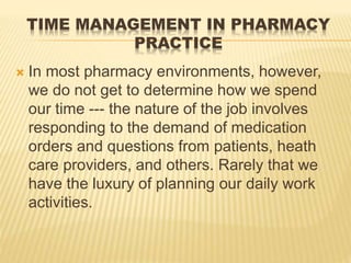 Time Management in Pharmacy Practice | PPTX
