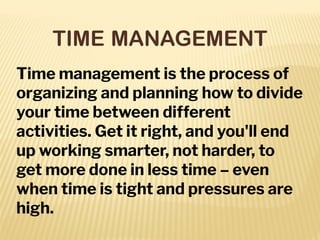 Various Time Management Techniques Pptm Pdf
