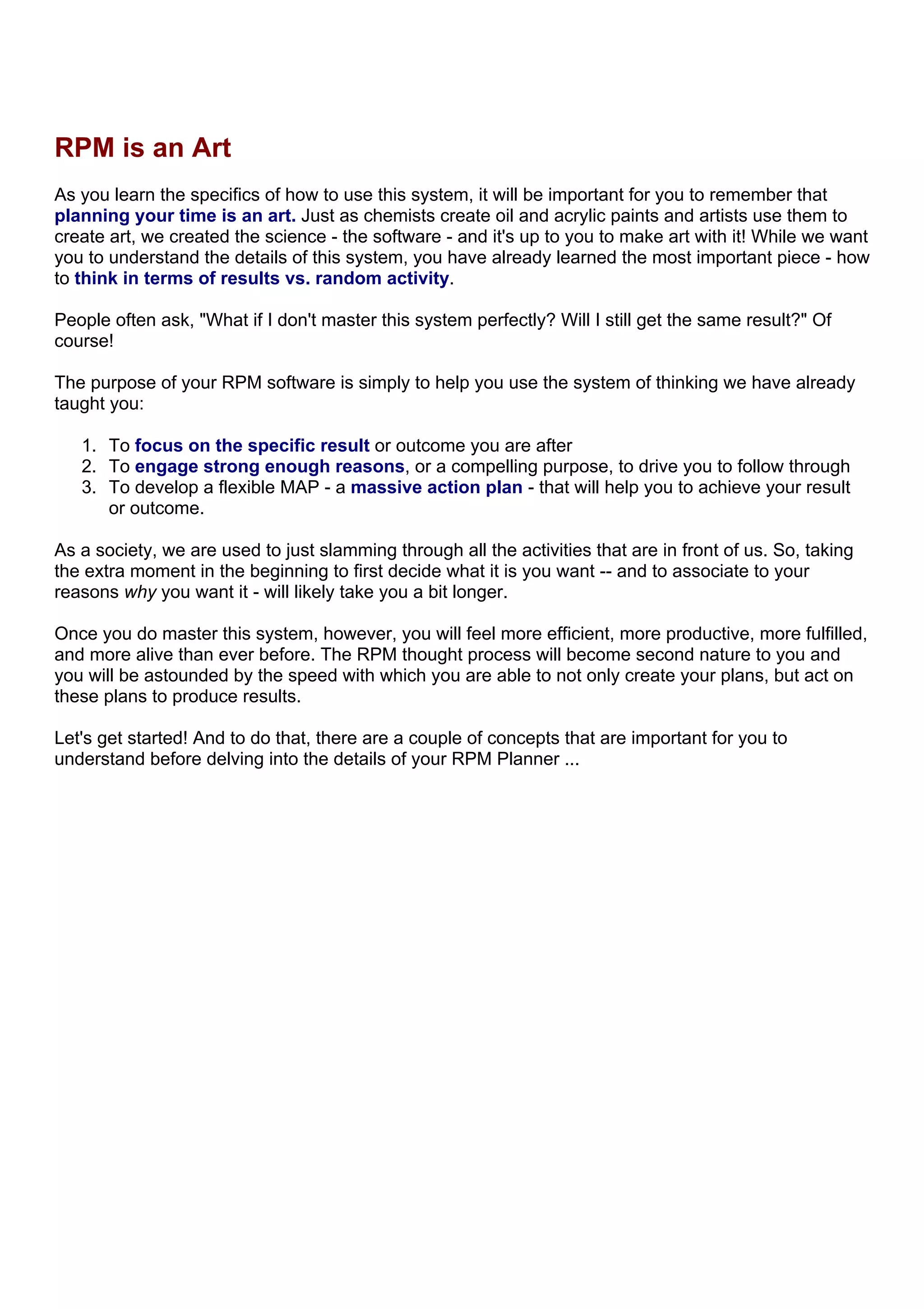 Time Management - Anthony Robbins - Rapid Planning Method | PDF