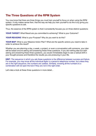 Time Management - Anthony Robbins - Rapid Planning Method | PDF