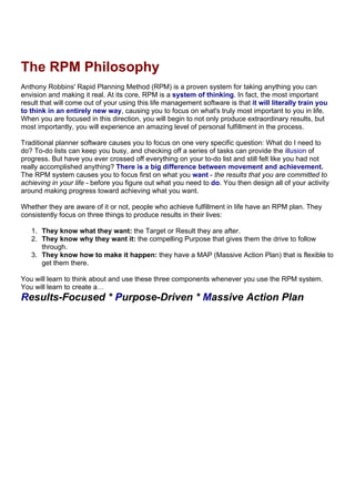Time Management - Anthony Robbins - Rapid Planning Method | PDF