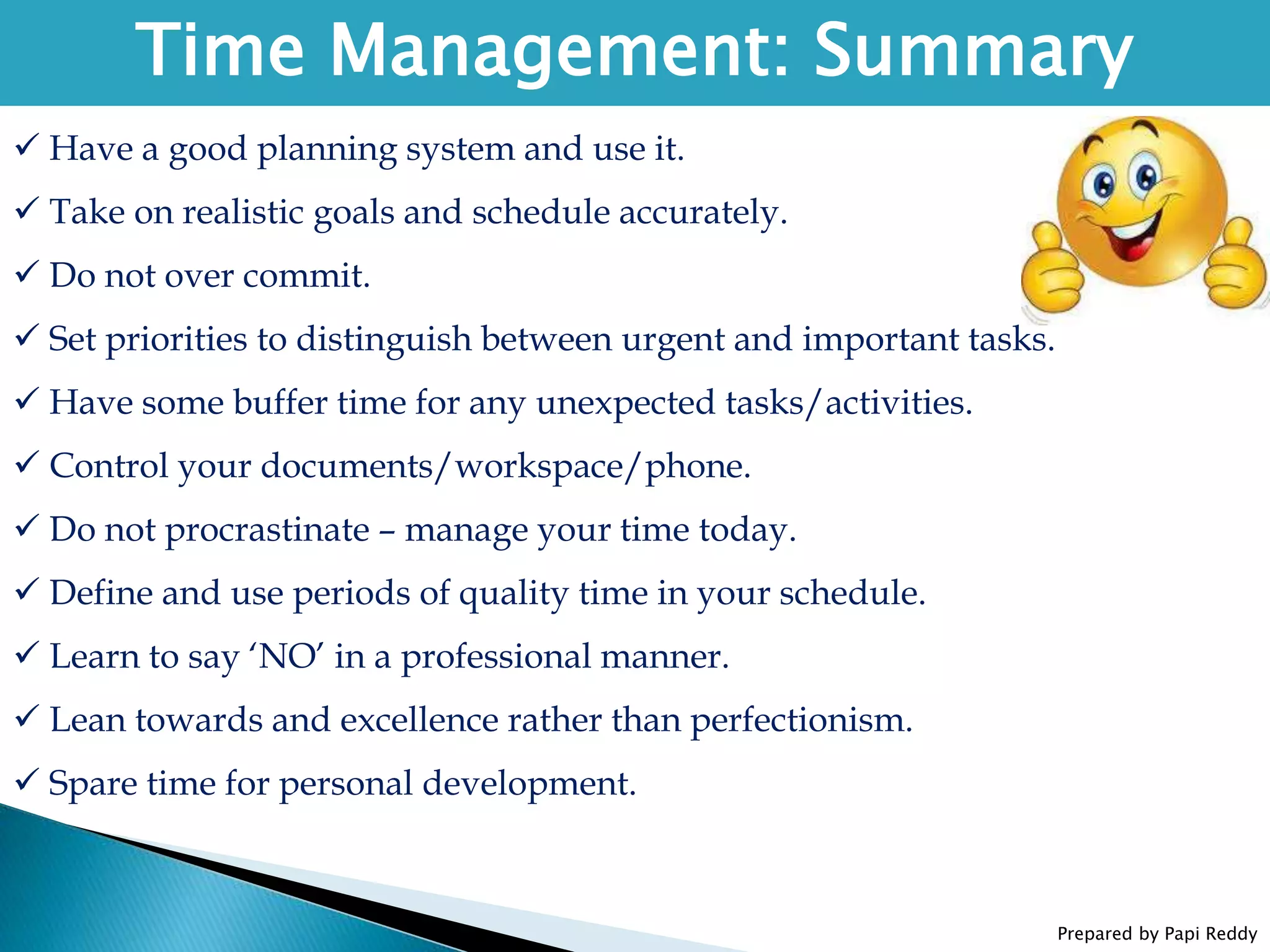 Time management Presentation by Papi Reddy | PPTX