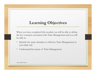 Training module on Time Management - Workshop | PDF