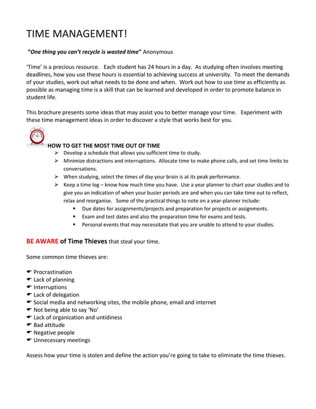 TIME MANAGEMENT | PDF