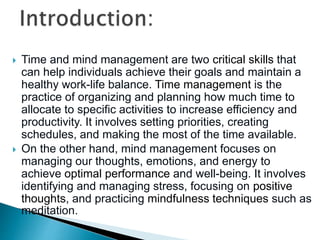 Time AND MIND Management PRESENTATION.pptx | Mental Health | Diseases ...
