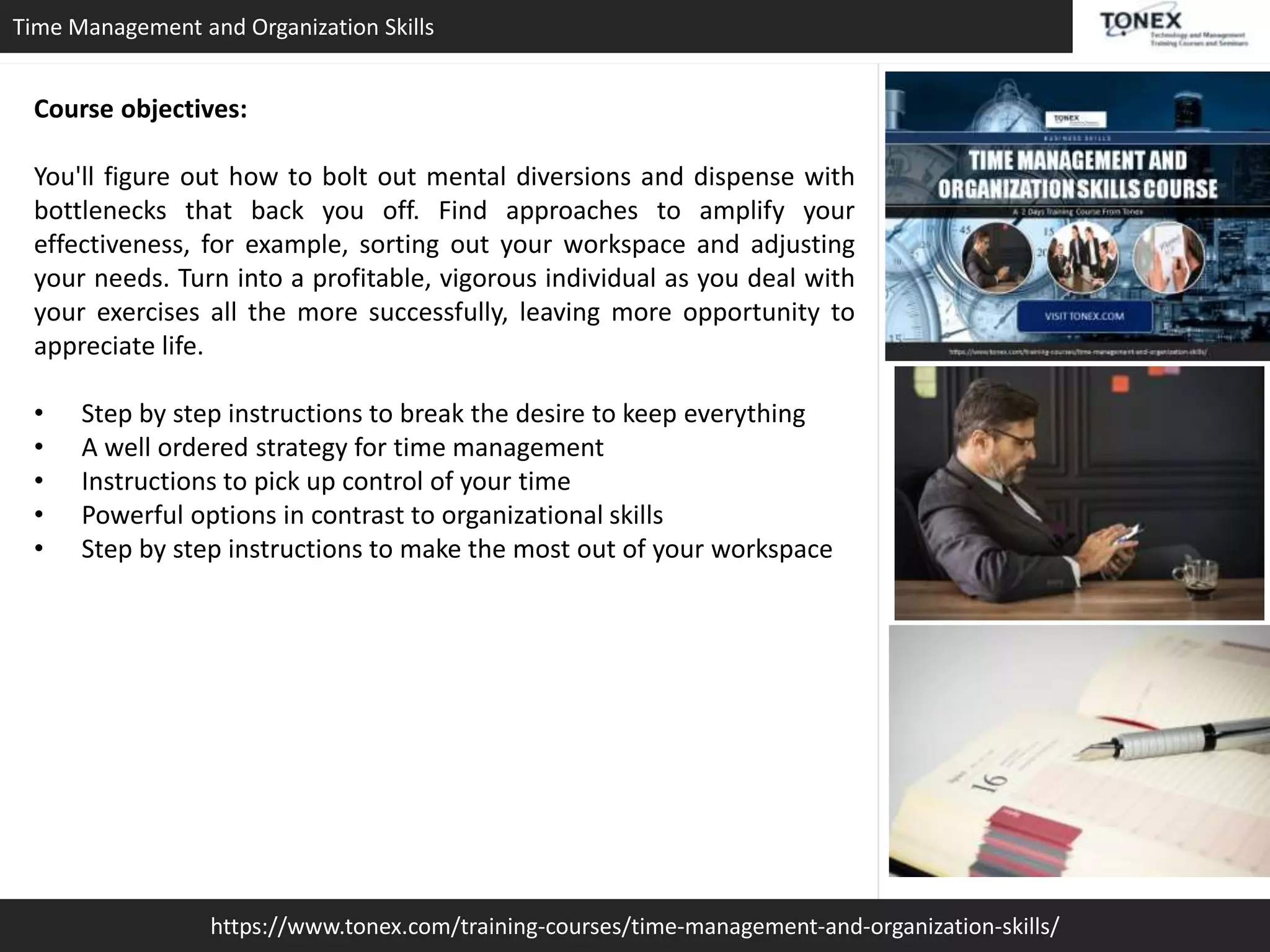 Time management and organization skills course : Tonex Training | PPT