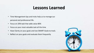 TIME MANAGEMENT & GOAL SETTING in any job | PPTX