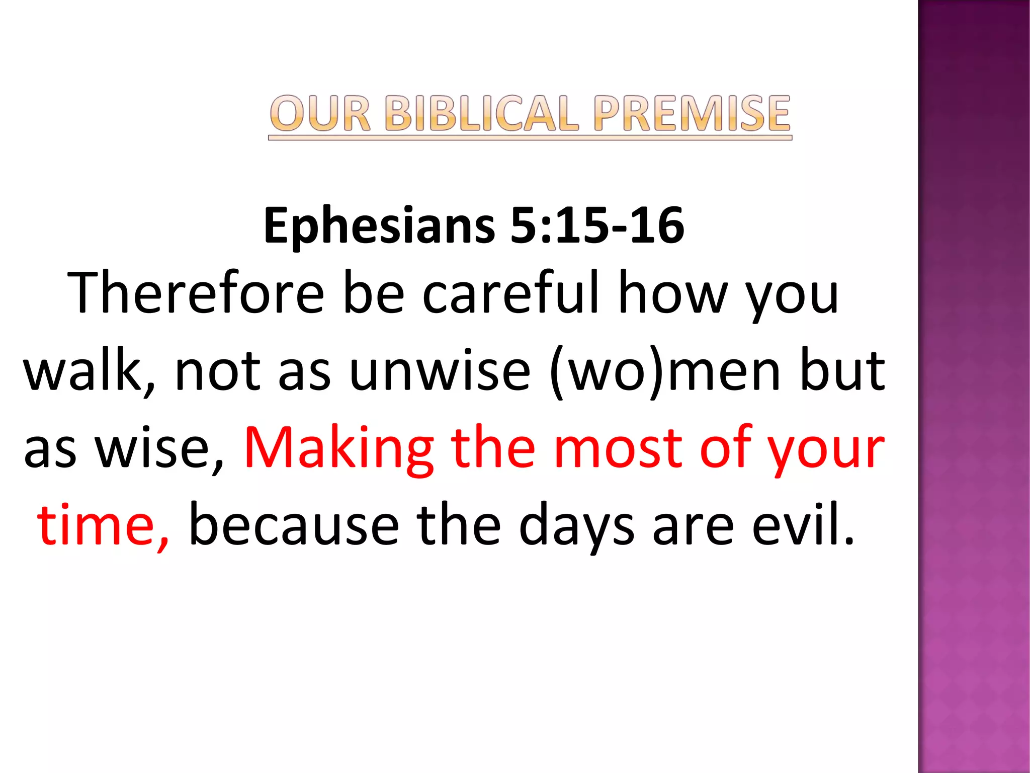 Time management (in biblical perspective) | PPT