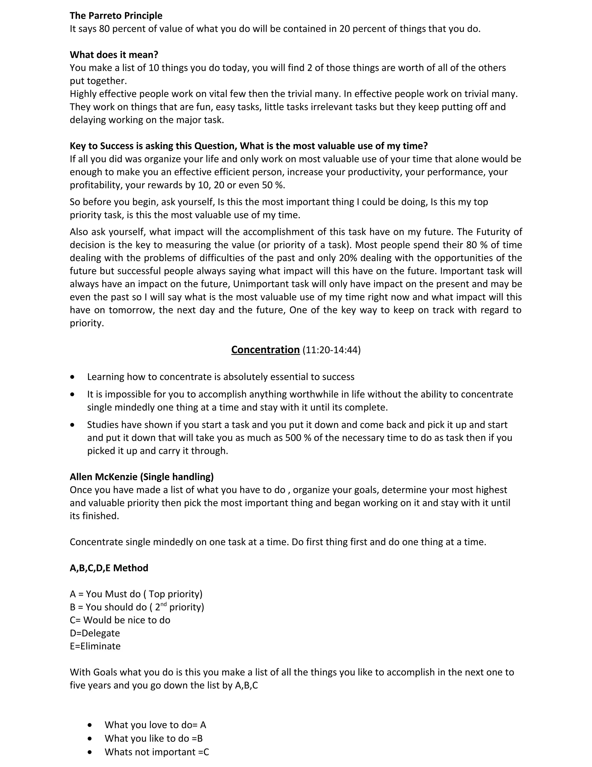 Time management notes | DOC