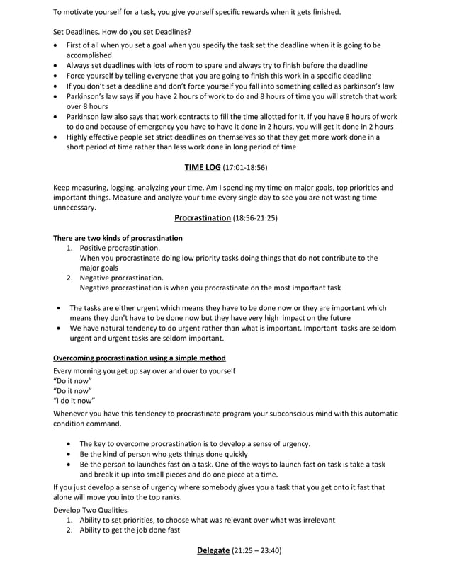 Time management notes | DOC