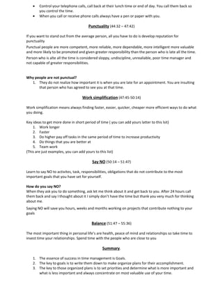 Time management notes | DOC