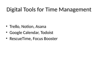 Time Management Presentation Pptx For General Pptx