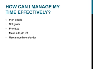 FYE Time Management Presentation | PDF | College Planning | College ...