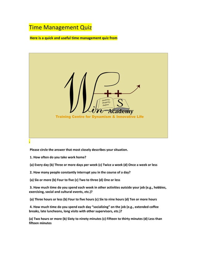 Time management quiz | PDF
