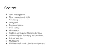 Time management skills( Management of Time) | PPT