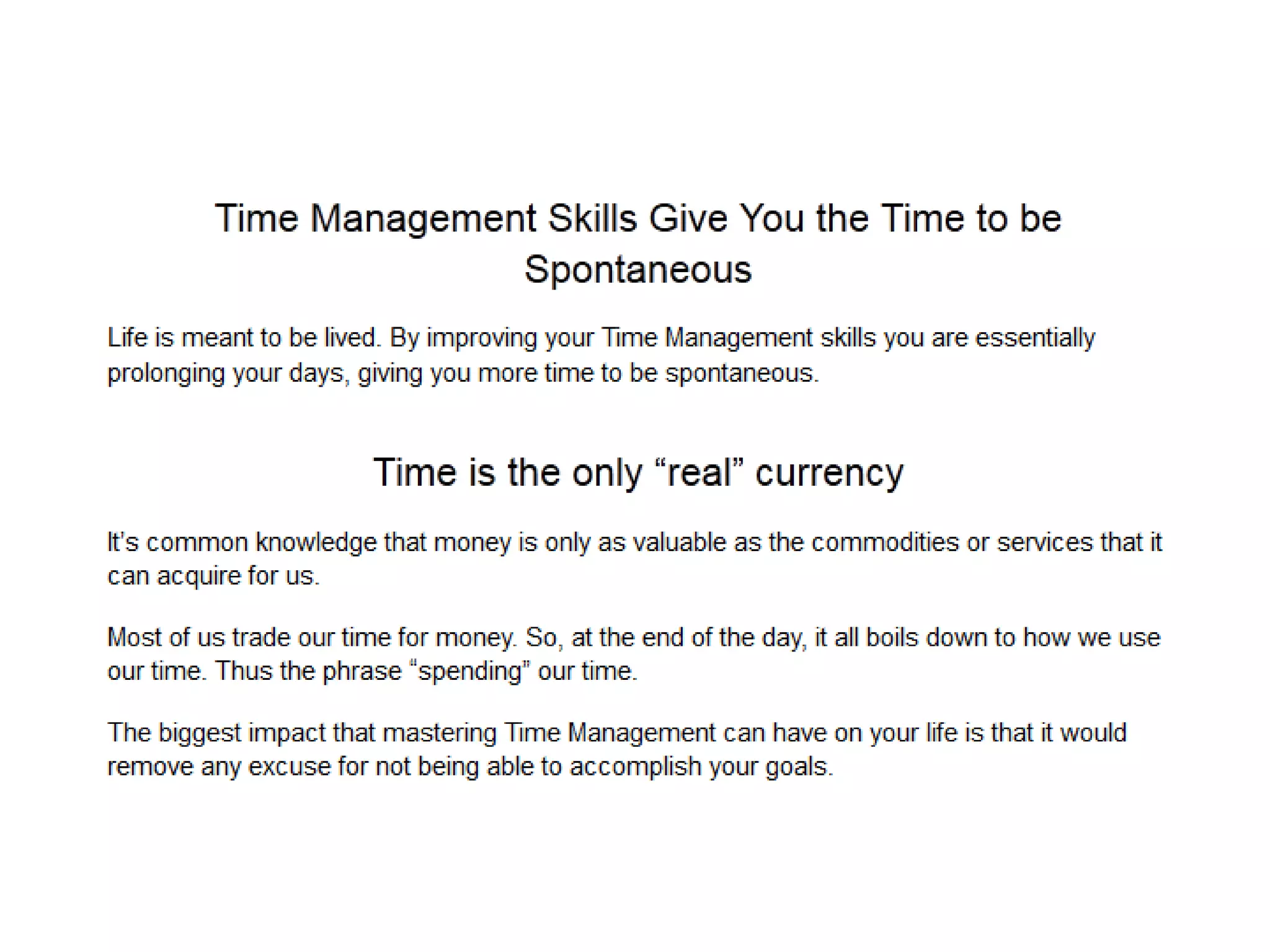 Time management skills examples | PPTX