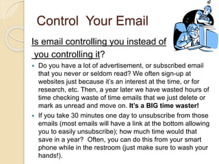 Time management tips - Email Management Basics | PPTX | Email | Internet