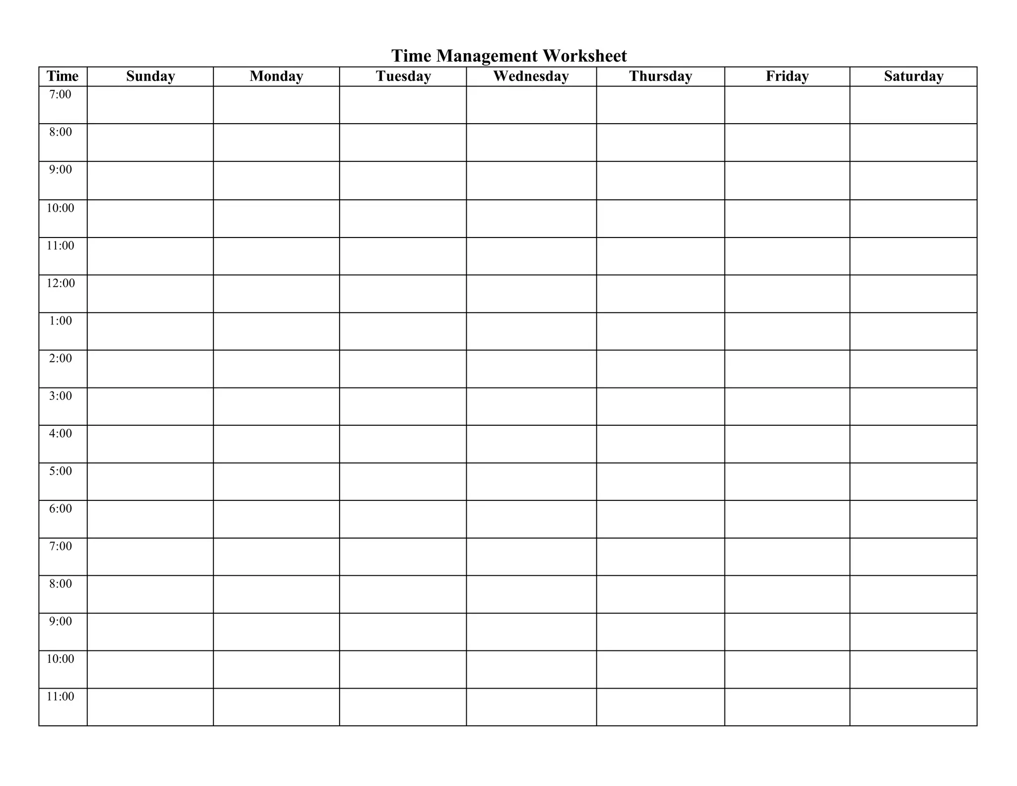 Time management worksheets | PDF