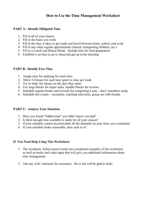Time management worksheets | PDF