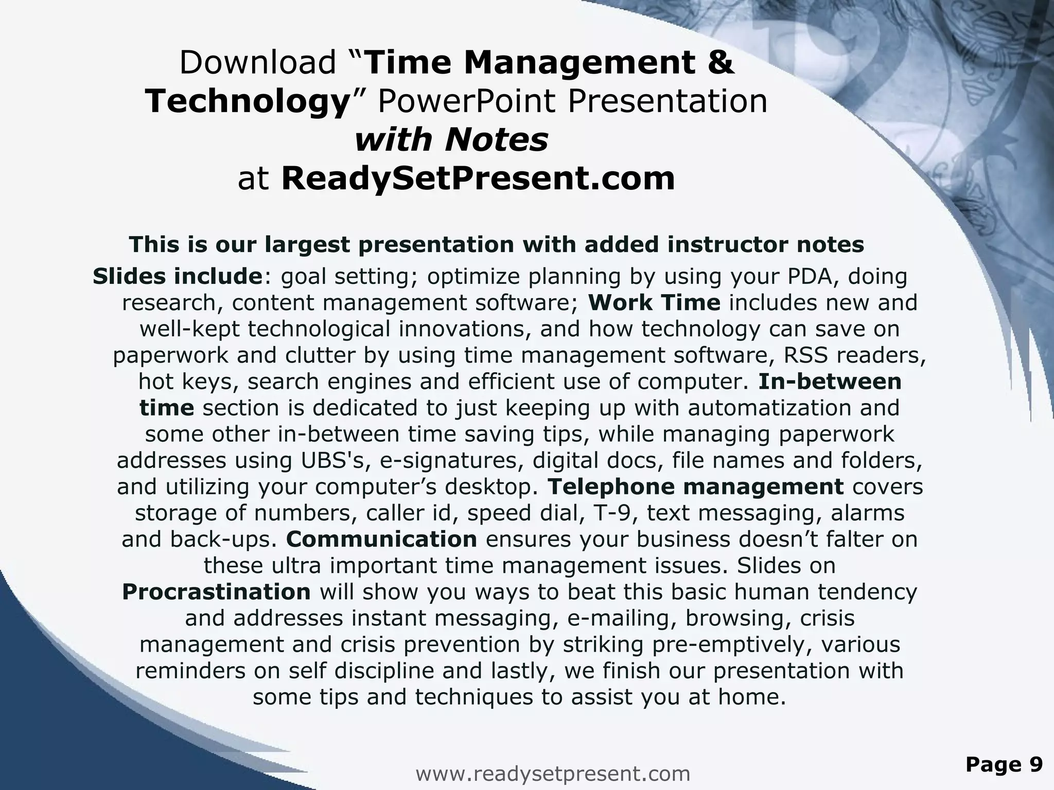 Time, Management, and Technology | PPT