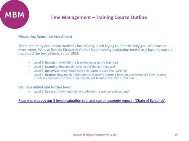 Time Management Training - Course Outline | PPT