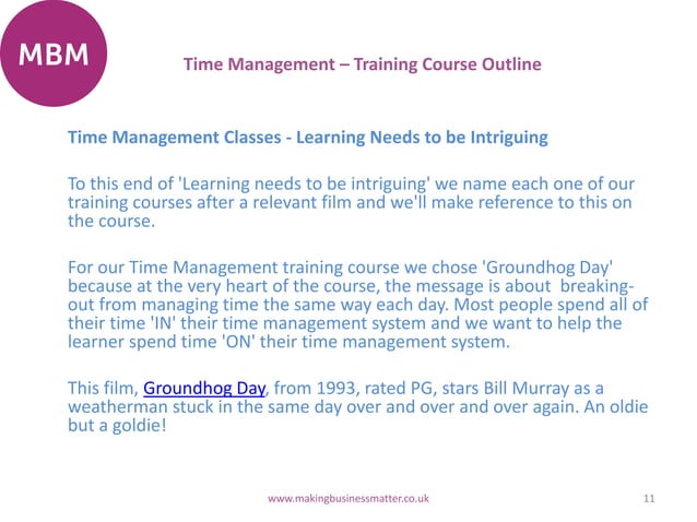Time Management Training - Course Outline | PPT