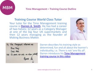 Time Management Training - Course Outline | PPT