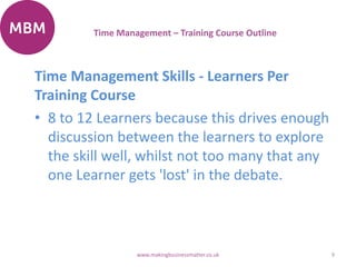 Time Management Training - Course Outline | PPT